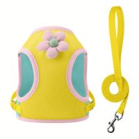 China Dual-Color Reflective Dog Harness Leash Set Breathable Cloth Cute Comfortable Chest Straps Pet Accessories for Birthday for sale