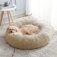 China Luxury Modern Donut Style Dog Cat Bed Large Plush Soft Washable Sofa with Dots Cotton Filled Indoor Bedroom Pets Accessory for sale