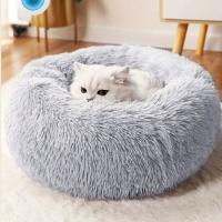 China Luxury Modern Donut Style Dog Cat Bed Large Plush Soft Washable Sofa with Dots Cotton Filled Indoor Bedroom Pets Accessory for sale