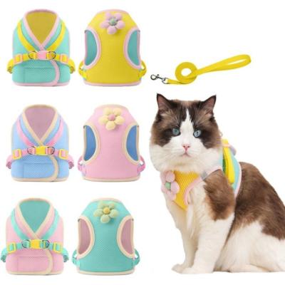 China Dual-Color Reflective Dog Harness and Leash Set Breathable Chest Straps for Small Cats Pet Accessories for Halloween Christmas for sale
