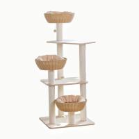 China Factory Custom Modern Luxury Log Color Rattan Large Climbing Scratching Tree Condo for s with Scrapers and Bed for sale
