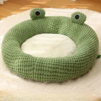 China Winter Warm Cat Villa Plush Mattress Small Frog Shape Semi Enclosed Modern Carton Pet Bed for sale