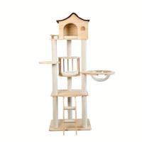 China Luxury Solid Wood Multi-Level Cat Tower with Sisal Scratching Post Premium Pet Condos Large Christmas Toy Cat Climbing Frame for sale