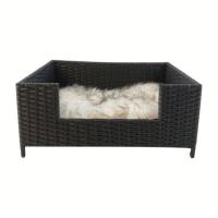 China Modern Classic Fashion PE Wicker Rectangle Steel Frame Waterproof Pet Sofa Bed Dog House for Small Animals Indoor Outdoor Carton for sale