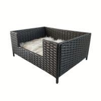 China Modern Classic Fashion PE Wicker Rectangle Steel Frame Waterproof Pet Sofa Bed Dog House for Small Animals Indoor Outdoor Carton for sale