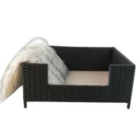 China Modern Classic Fashion PE Wicker Rectangle Steel Frame Waterproof Pet Sofa Bed Dog House for Small Animals Indoor Outdoor Carton for sale