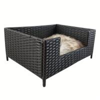 China Modern Classic Fashion PE Wicker Rectangle Steel Frame Waterproof Pet Sofa Bed Dog House for Small Animals Indoor Outdoor Carton for sale