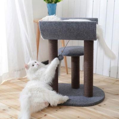 China Hot Sale Eco-Friendly Wool & Sisal Small Cat Scratcher Tree Cat House with Carton Packaging Christmas Gift for sale