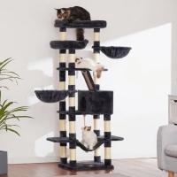 China Luxury Indoor Cat Tree with Multi-Level Wood Tower 2 Widened Plush Perches & Halloween Cat Condo Scratching Board Modern Style for sale