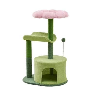 China Large Four Seasons Cat Toy Fluffy Sustainable Plush Material Durable Modern Design Wood Scratcher Pillars Cute Plant Carton for sale