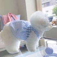 China Summer Lightweight Puppy Blue Plaid Shirt Suspender for Princess Puppies Breathable Dress for Christmas Birthday Cute Teddy for sale