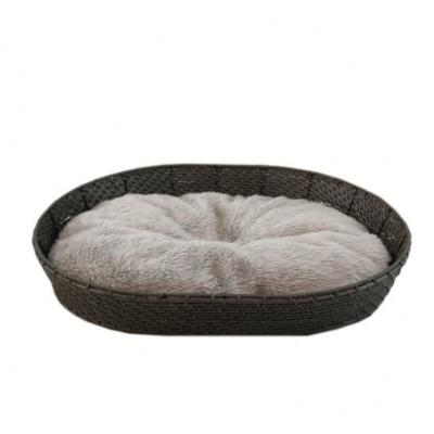 China Home Classic Fashion Modern Wicker Rattan Dog Bed Oval Shape Portable All-Season Outdoor Furniture Carton for sale