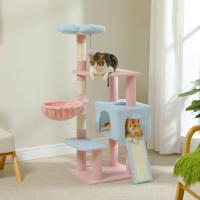 China Cat Tree Cute Cat Tower with Padded Top Perch Comfy Hammock Private Condo Fully Scratching Post and Dangling Bell Ball for sale