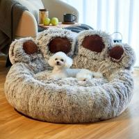 China Dog Bed Cat Pet Sofa Cute Bear Paw Shape Comfortable Cozy Pet Sleeping Beds for Small Medium Large Soft Fluffy Cushion Dog Bed for sale