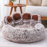 China Dog Bed Cat Pet Sofa Cute Bear Paw Shape Comfortable Cozy Pet Sleeping Beds for Small Medium Large Soft Fluffy Cushion Dog Bed for sale