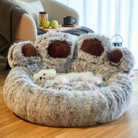 China Dog Bed Cat Pet Sofa Cute Bear Paw Shape Comfortable Cozy Pet Sleeping Beds for Small Medium Large Soft Fluffy Cushion Dog Bed for sale