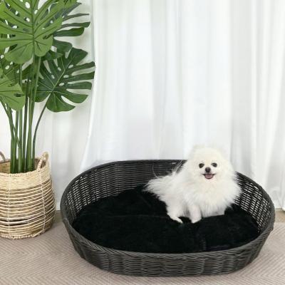 China Dog Kennel Rattan Four Seasons Universal Pet Kennel Large and Small Dogs Removable Washable Mat Cooler cat Nest Willow Dog Beds for sale