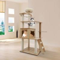 China 5-Tier Luxury Cat Tree One-piece Large Wood Cat Climbing Frame with Swing Ball for Indoor Large Cats of All Ages for sale