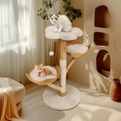 China 110cm Modern Luxury Cat Furniture Solid Wood Activity Center with Sisal Scratching Post Halloween Climbing Tree for Kitties for sale