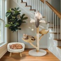 China 110cm Modern Luxury Cat Furniture Solid Wood Activity Center with Sisal Scratching Post Halloween Climbing Tree for Kitties for sale