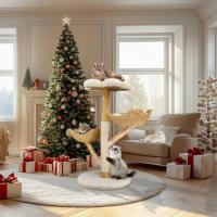 China 110cm Modern Luxury Cat Furniture Solid Wood Activity Center with Sisal Scratching Post Halloween Climbing Tree for Kitties for sale