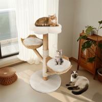 China 110cm Modern Luxury Cat Furniture Solid Wood Activity Center with Sisal Scratching Post Halloween Climbing Tree for Kitties for sale