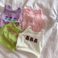 China Cute Purple Tulip Pet Sling Summer Cartoon Dog Clothes Teddy Bear Embroidered Vest Bichon Frise Short XXL Striped Cotton for sale