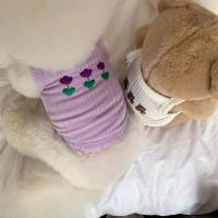 China Cute Purple Tulip Pet Sling Summer Cartoon Dog Clothes Teddy Bear Embroidered Vest Bichon Frise Short XXL Striped Cotton for sale