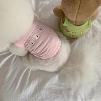 China Cute Purple Tulip Pet Sling Summer Cartoon Dog Clothes Teddy Bear Embroidered Vest Bichon Frise Short XXL Striped Cotton for sale