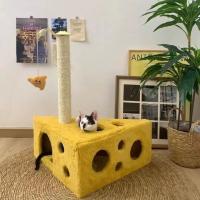 China Cat Tree Tower Cheese Shape Design Detachable Fabric Machine Washable Pet Climbing Tree Tower Sisal Scratching Post Furniture for sale