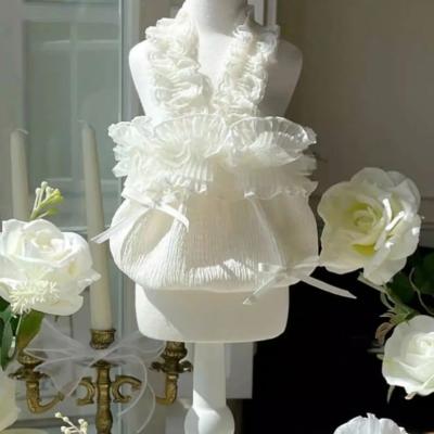 China Bichon White Lace Camisole Summer Teddy Dress XS-XL Floral Skirt Cute Halloween Birthday Vest for Dogs & Cats for sale