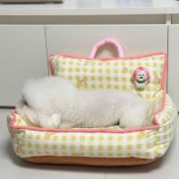 China Modern Waterproof Anti-Slip Collapsible Eco-Friendly Durable Pet Sofa Grid Pattern Dogs Cats Travel-Friendly Cotton Linen for sale