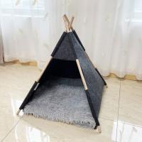 China Simple Dog & Cat Bed Cave Detachable Foldable Suede Print Removable Washable Pet Tent Carton Pack for sale