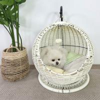 China High Quality Eco-Friendly Sustainable All Seasons Round Rattan Pet Bed with Removable Washable Cover for Cats for sale