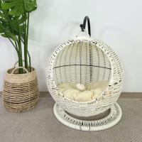 China High Quality Eco-Friendly Sustainable All Seasons Round Rattan Pet Bed with Removable Washable Cover for Cats for sale