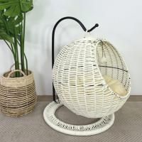 China High Quality Eco-Friendly Sustainable All Seasons Round Rattan Pet Bed with Removable Washable Cover for Cats for sale