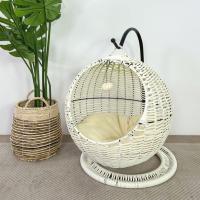 China High Quality Eco-Friendly Sustainable All Seasons Round Rattan Pet Bed with Removable Washable Cover for Cats for sale