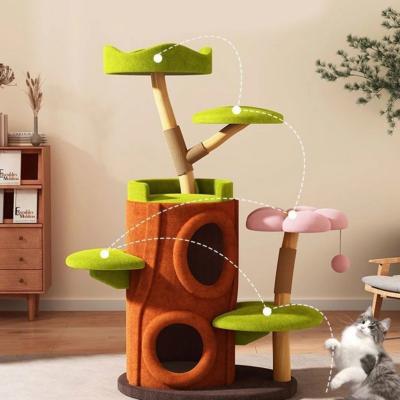 China Tree House Cat Climbing Frame Eco-Friendly 4-Level Solid Wood Carton All Seasons Living Room Does Not Occupy Area Cat Toys for sale