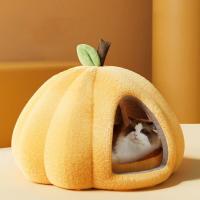China Winter Indoor Semi-Enclosed Round Floral Cartoon Cat Bed Cave Super Soft 100% Cotton Modern Style Nest for Small Dogs & Cats for sale