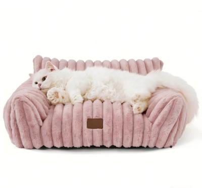China Minimalist Cream Aesthetic Pet Bed with Eco-Friendly Materials and Customizable Size for Elevated Dog Cot or Cat Relaxation Couch for sale