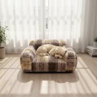 China Breathable Luxury Dog Lounge Sofa Featuring Button Closure Type Ideal for Pet Resorts and Luxury Kennels Seeking Seating for sale