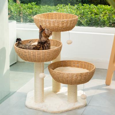 China Customize Design Cat Scratching Tree Easy to Clean Interactive Cat Playground Great Choice for Pet Stores and Cat Cafes for sale