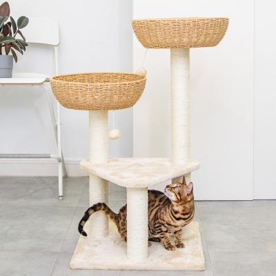 China AssemblyrequiredYes Cat Climbing Tree Made of Wood Offering Sturdy Climbing Surfaces and Relaxing Spots for Cats Indoors for sale
