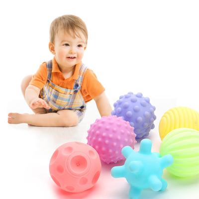 China Kid's Instructive Toy Set 6 Piece Hand Grip Soft Vinyl Balls Baby Sensory Touch Squeaky Toys BPA Free PVC for 14 Years up for sale