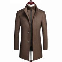China Men's Double Collar Winter Wool Long Coat with Removable Waistcoat Custom Slim Fit 50 for sale