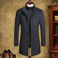 China Men's Double Collar Winter Wool Long Coat with Removable Waistcoat Custom Slim Fit 50 for sale