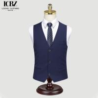 China Dark Blue Single-Breasted Suit Vest for Men Professional Formal Wear S-10XL Custom for sale