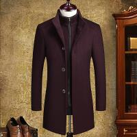 China Men's Double Collar Winter Wool Long Coat with Removable Waistcoat Custom Slim Fit 50 for sale