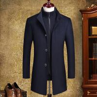 China Men's Double Collar Winter Wool Long Coat with Removable Waistcoat Custom Slim Fit 50 for sale