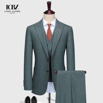 China Dark Plaid Single Breasted 8cm Peak Lapel 3 Piece Business Men Suit Set S-10XL for sale